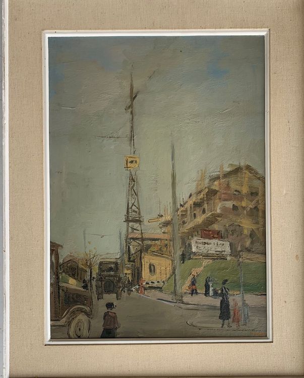 Strassenszene Gemälde unleserlich Signiert | Kaufen auf Ricardo