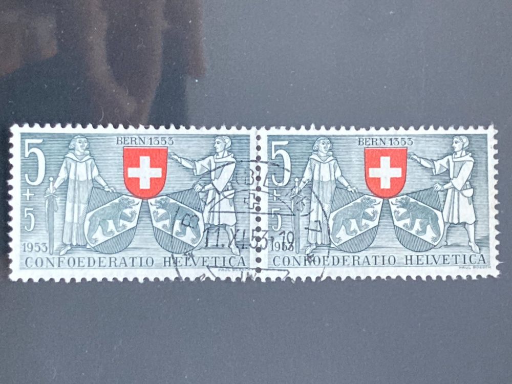 Schweiz 1953 2xPro Patria 5 Vollstempel BIEL(BIENNE) 7 11.XI (Gebraucht ...