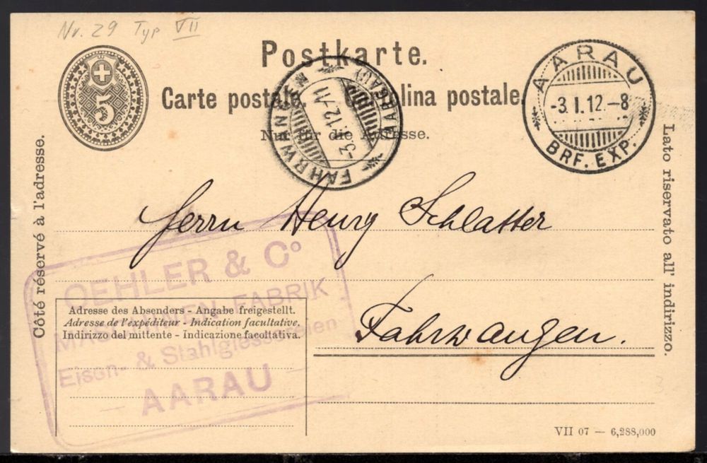 AARAU 3.I.1 Zudruck Oehler & Co. Aarau | Kaufen auf Ricardo