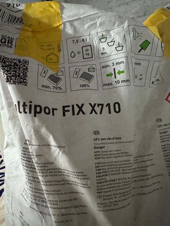 Multipor Mineraldämmplatte und Fix X710 Leichtmörtel (Neu (gemäss ...