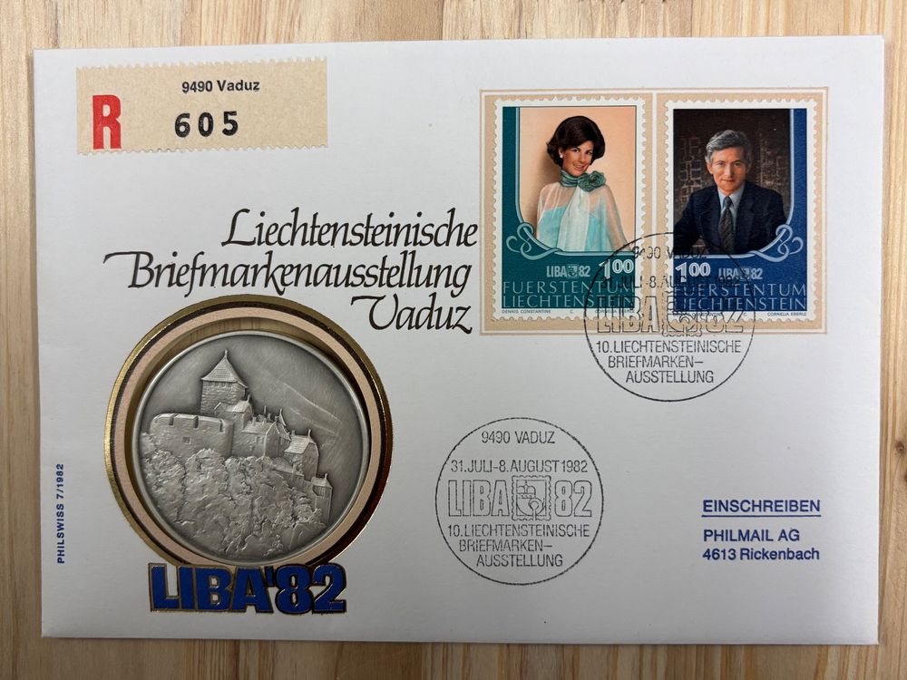 Münzbrief / Medaille LIBA 82 Vaduz Liechtenstein (Gebraucht) in Esslingen für CHF 5 – mit ...