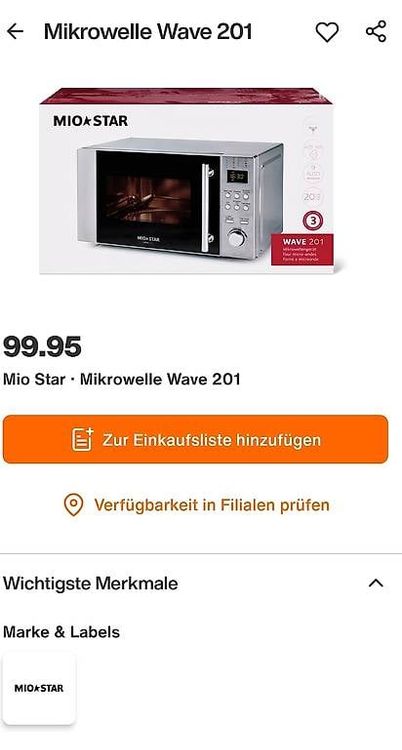 Mikrowelle Mio Star Wave 201 (Gebraucht) in Bern für CHF 30 – nur ...