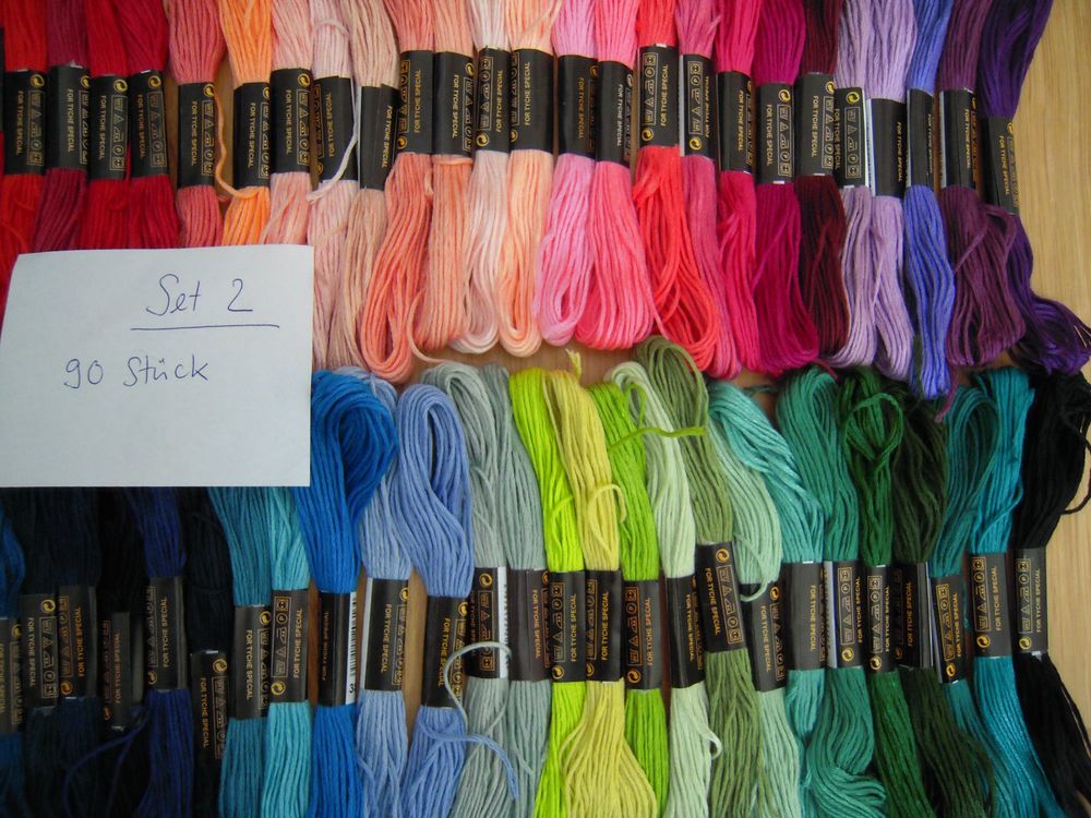 90 Stickfäden Stickgarn (90 verschiedene Farben!) Set 2 (Neu (gemäss ...