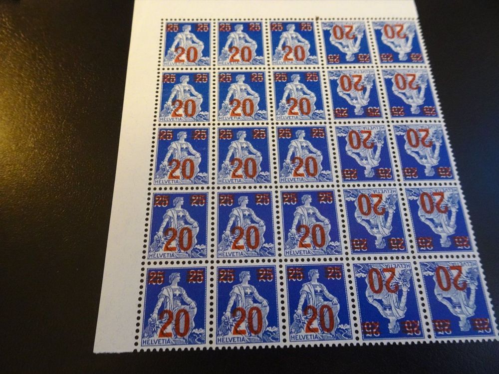 HELVETIA MIT SCHWERT 25 er BLOCK, POSTFRISCH; KEHRDRUCK (Neu (gemäss Beschreibung)) in ...