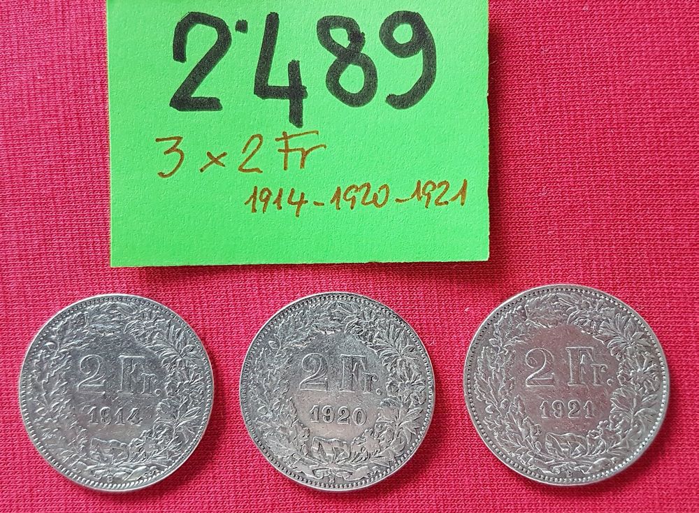 3 x 2 Fr Silbermünzen 1914-1920-1921 ab nur 1.00 Fr !! | Kaufen auf Ricardo