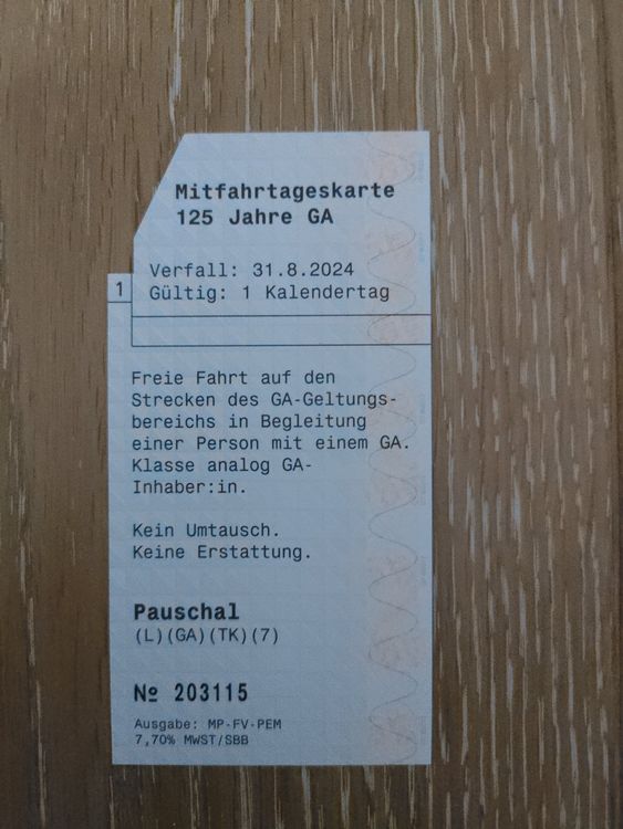 GA Mitfahrtageskarte SBB | Kaufen auf Ricardo