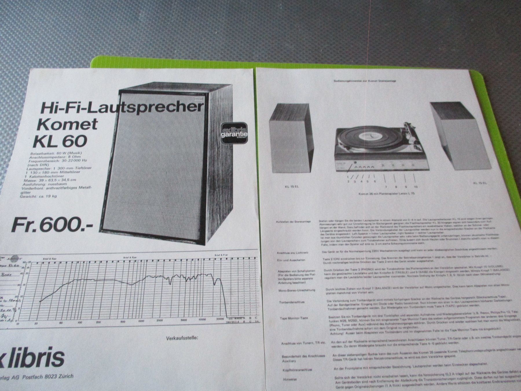 Prospekt Hi-Fi Lautsprecher Komet KL 60 - Rarität! (Gebraucht) in ...