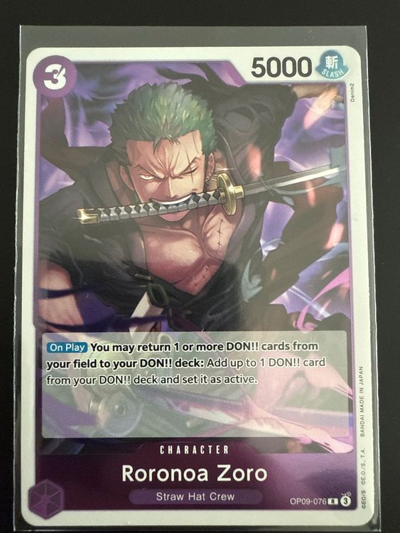 One Piece Karte Roronoa Zoro OP09-076 Rare | Acheter sur Ricardo