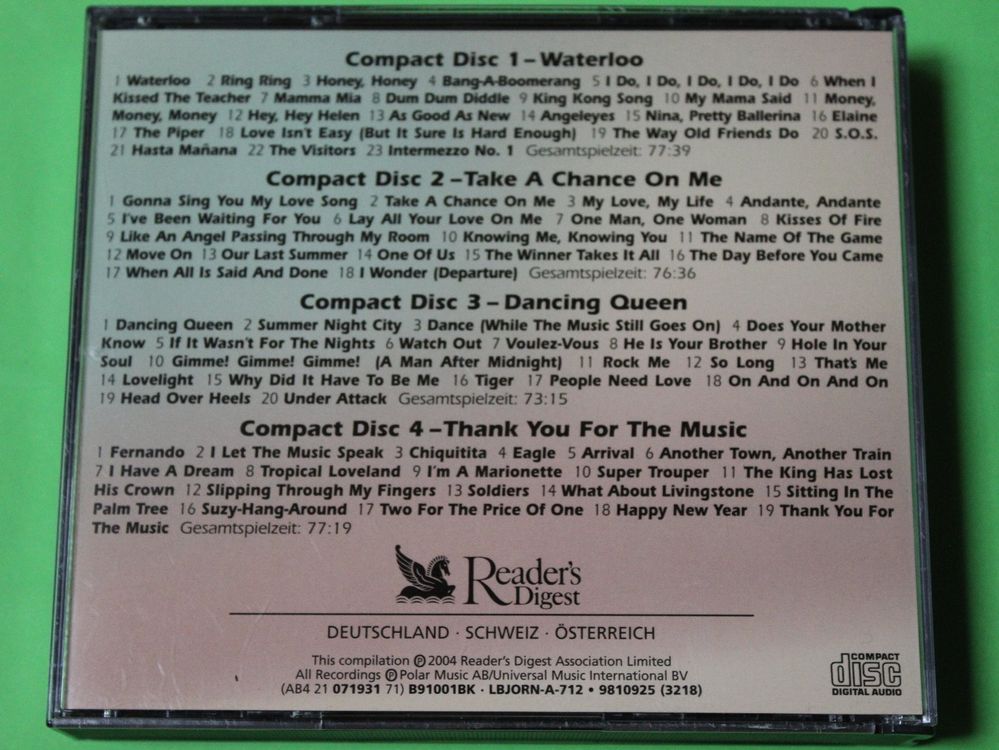 ABBA - THE ULTIMATE COLLECTION (Reader's Digest) 4CD (Gebraucht) in ...