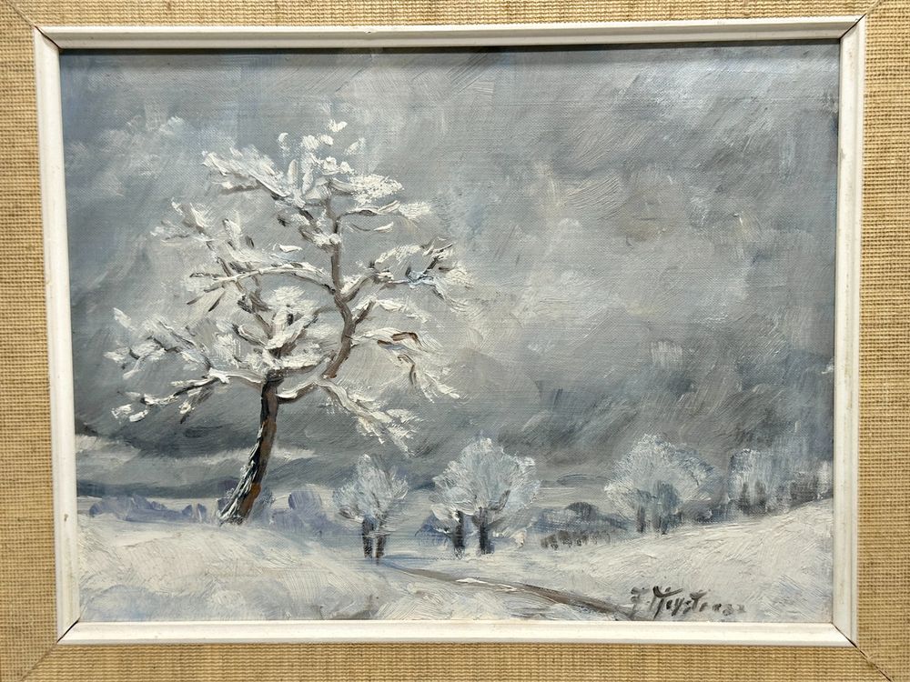 Fredy Meystre "L'HIVER" 1983 peinture huile panneau signée (Gebraucht ...