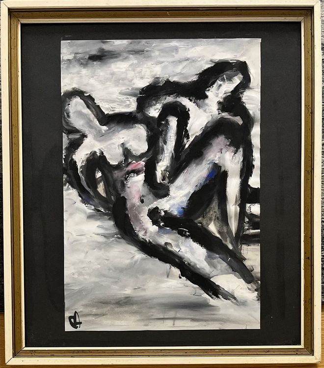 Abstrakte Akt Gemälde mit Personen, Monogrammiert (Gebraucht) in Root für CHF 19 – mit Lieferung ...