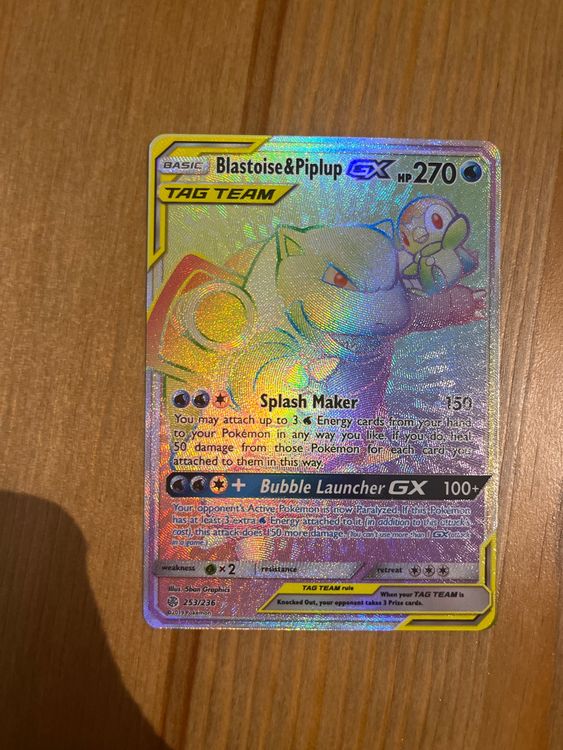Pokemon Blastoise & Piplup GX Rainbow Cosmic Eclipse NM (Neu (gemäss ...