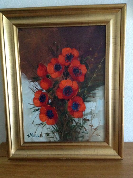 Ölbild Mohnblumen auf Leinwand signiert | Kaufen auf Ricardo