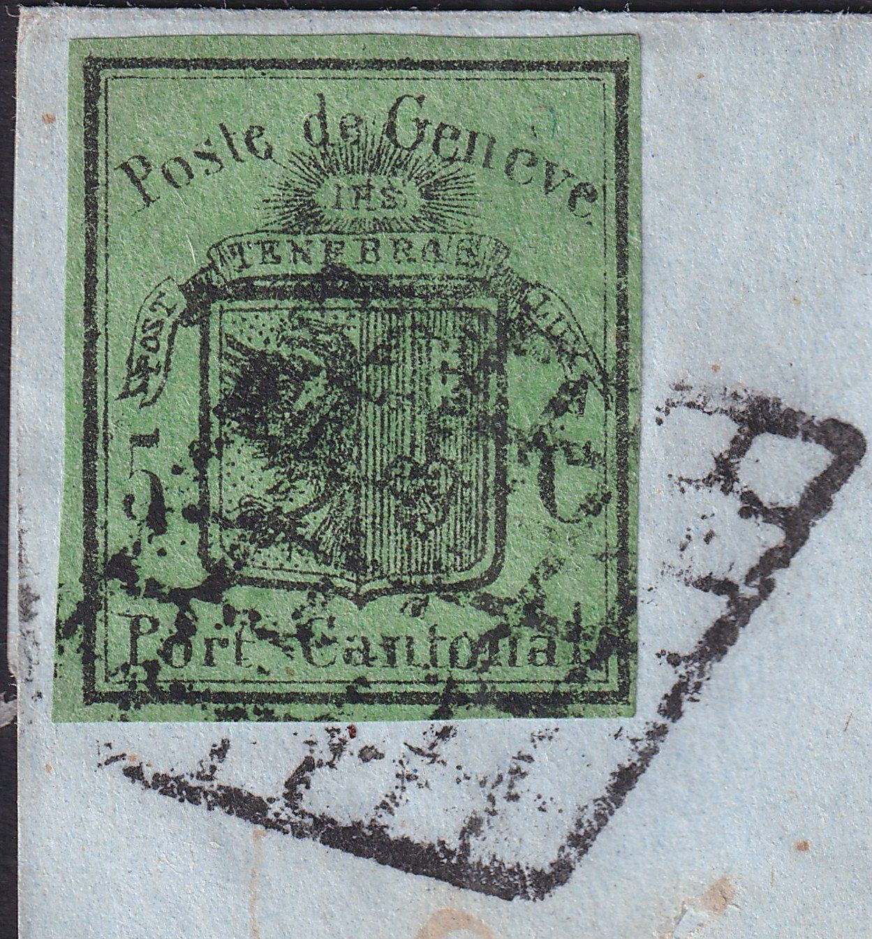 Nr.7 mit seltener Gitterraute (Spätverwendung) 1851 +Attest (Gebraucht ...