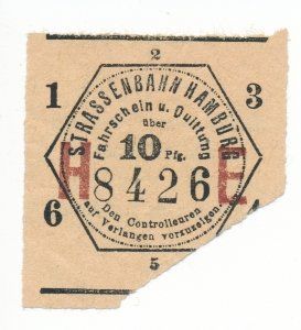 Bahn Tram Strassenbahn Billett Ticket Hamburg 10Pfg. 1905 (Gebraucht) in Felben-Wellhausen für ...