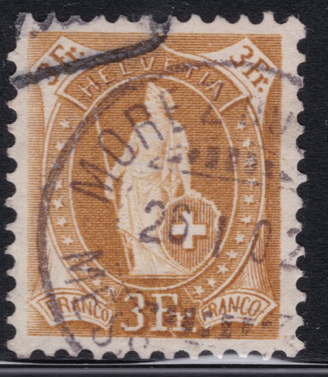 Morez du Jura 1902 auf 3 Fr. Stehende Helvetia 11 3/4 14 Z (Gebraucht ...
