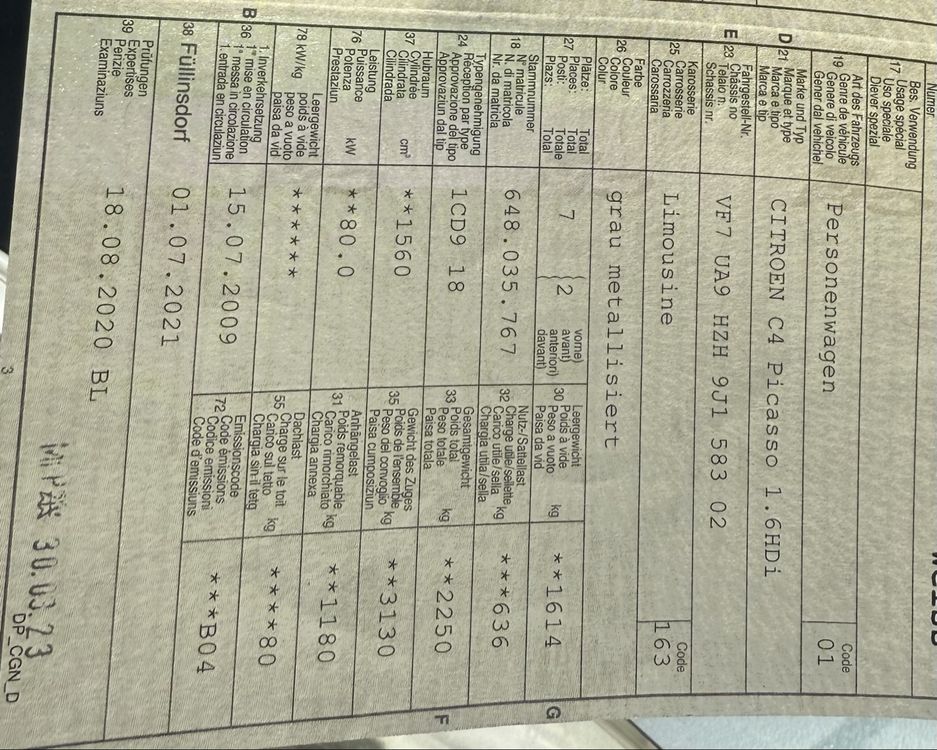 Citroen C4 Picasso 1.6 HDi, JG 2009, frisch ab MFK! 7Plätzer (Gebraucht ...