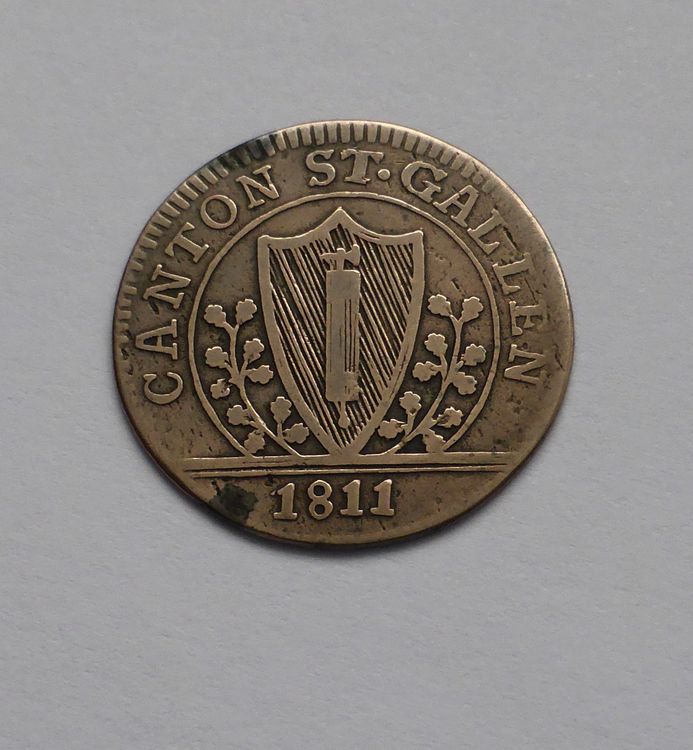 CANTON St. GALLEN - 1 Bazen 1811 (Gebraucht) in Buochs für CHF 16 – mit ...