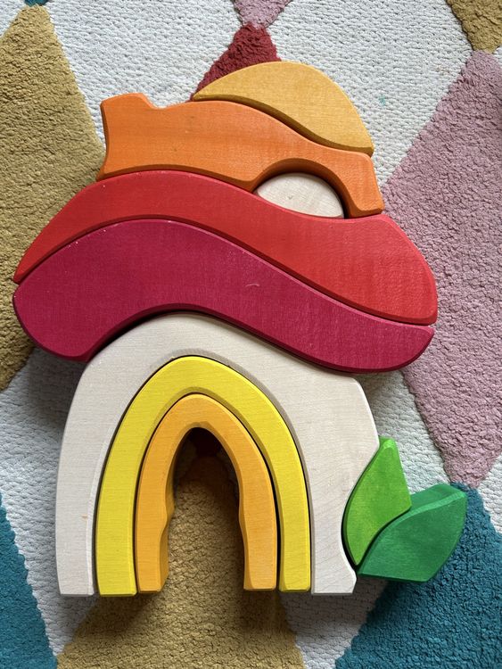Grimm's Style Wooden Stacking Toy - Rainbow Arch House (Gebraucht) in ...