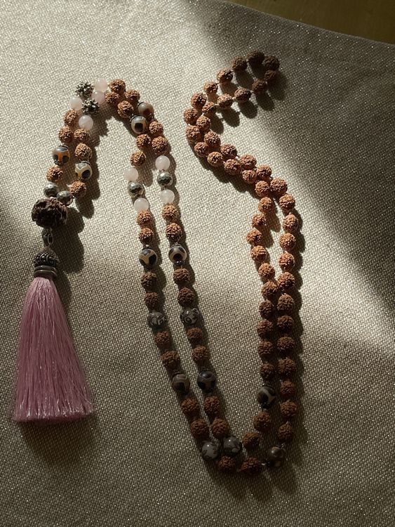 Mala Kette Quaste Rosenquarz Handarbeit Boho Ibiza Style 📿 (Neu (gemäss ...