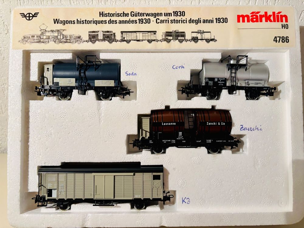 Märklin H0 (4786) 4 historische Güterwagen um 1930 der SBB (Gebraucht ...