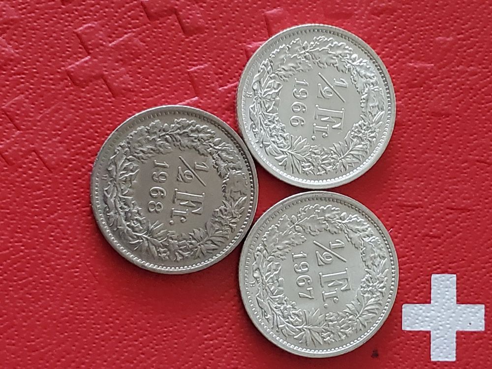 3x CH 1/2 Franken 1966-68 (Gebraucht) in Zürich für CHF 2.4 – mit Lieferung auf Ricardo kaufen
