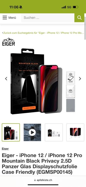 Panzerglas EigeriPhone 12/12 Pro (Neu und originalverpackt) in Benken ZH für CHF 22 – mit ...