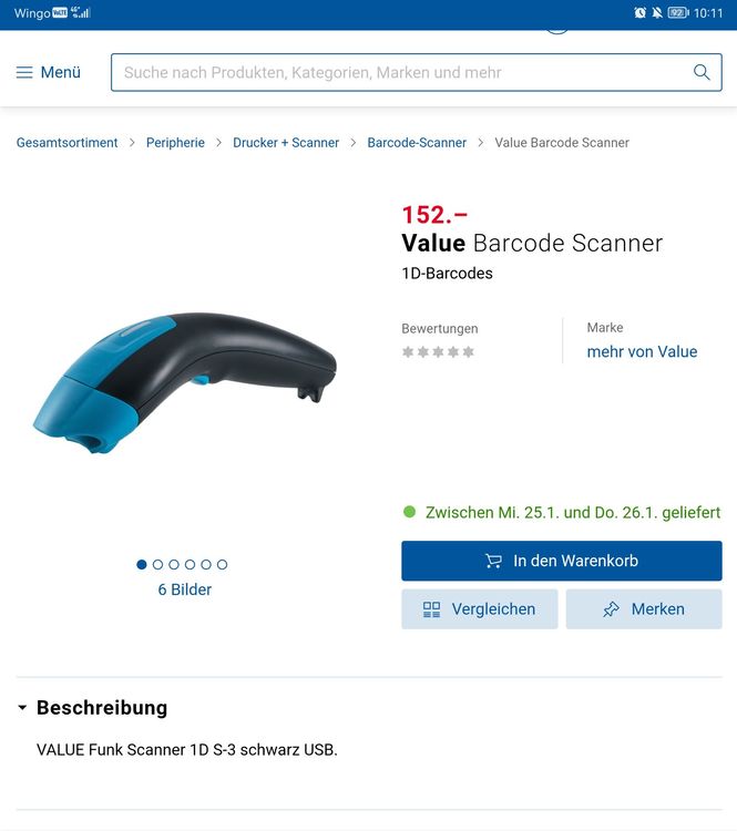 Value Barcode Scanner 1D-Barcodes Neupreis 152.-CHF (Neu (gemäss Beschreibung)) in Wetzikon ZH ...