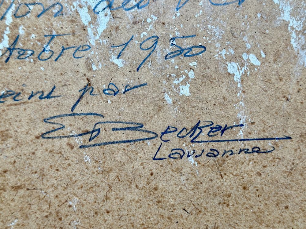 Ernest BECKER paysage de montagne à l'huile sur pavatex 1950 (Gebraucht ...