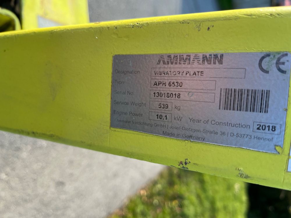 Ammann APH 6530 Plaque Vibrante - Année 2018 -Hatz Diesel (Defekt) in ...