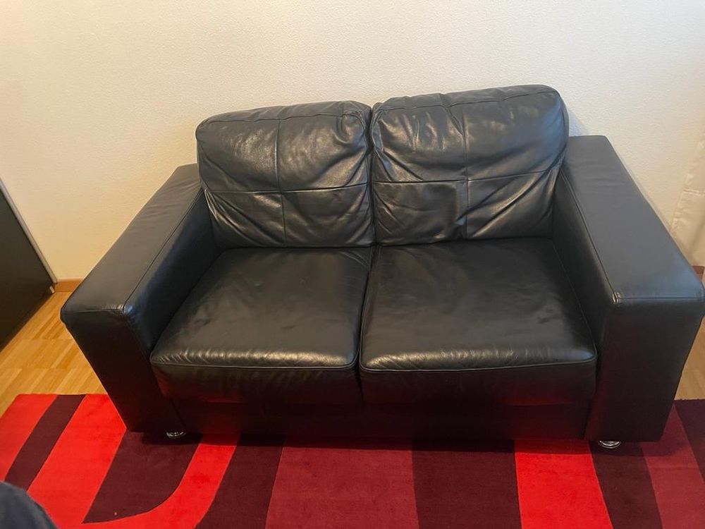 Sofa 2-Sitzer Leder Schwarz (Gebraucht) in Dietikon für CHF 30 – nur Abholung auf Ricardo kaufen