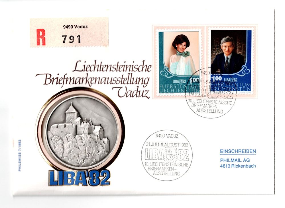 LIBA 82_Lichtensteinische Briefmarkenausstellung_Vaduz 791 (Gebraucht) in Hombrechtikon für CHF ...