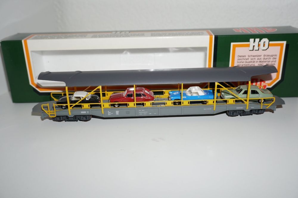 HAG 371 - BLS Autoverladewagen mit 4 Autos H0/DC (Gebraucht) in Matten ...