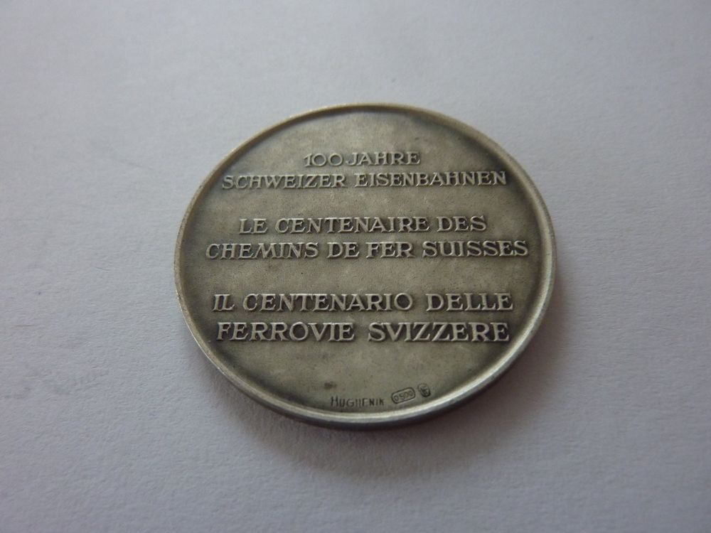 Silbermedaille : 100 Jahre Schweizer Eisenbahn 1947 (Neu (gemäss Beschreibung)) in Birrwil für ...