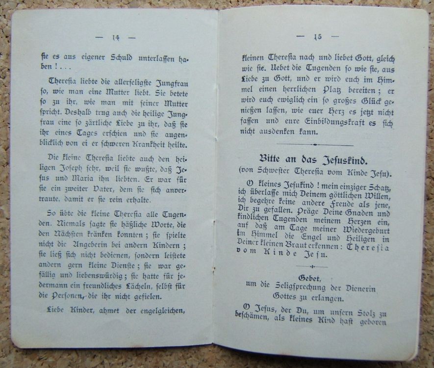 BÜCHLEIN SCHWESTER THERESIA VOM KINDE JESU 1913 (Gebraucht) in Brunnen ...