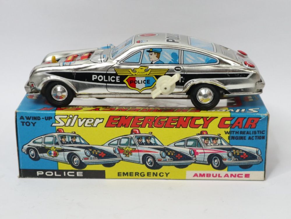 Blechauto Silver Police Car zum aufziehen Silber Polizei (Neu (gemäss ...