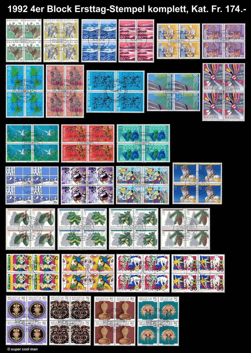 1990-1998 4er Block Ersttag komplett H-Blättern Fr. 1817.- (Gebraucht ...