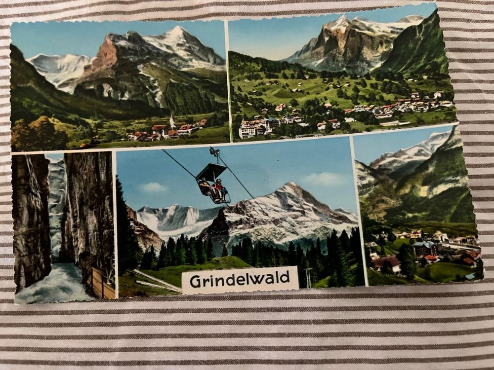 AK Grindelwald mit Gletscherschlucht / Firstbahn 06.08.1958) (Gebraucht) in Allschwil für CHF 1 ...