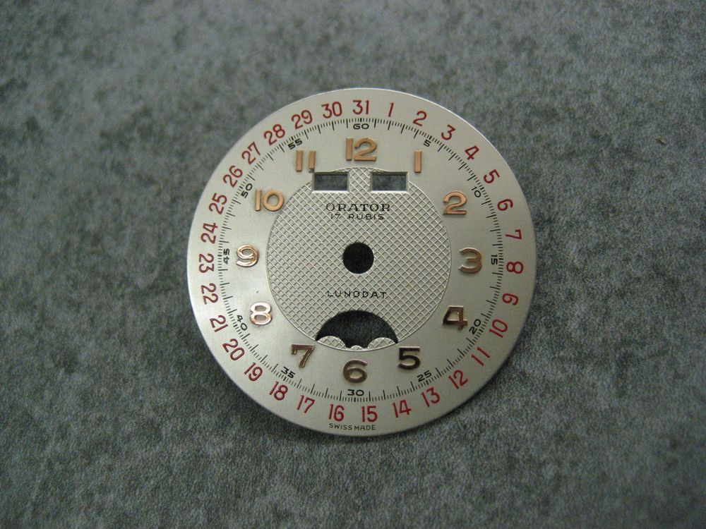 Zifferblatt Orator Lunodat, Original Vintage Valjoux 90 (Neu (gemäss ...