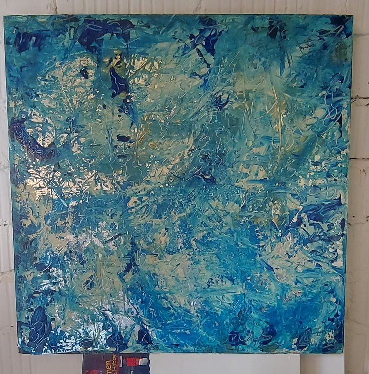 Gemälde Türkis/Blau von mir Selbstgemalt 60×60 | Kaufen auf Ricardo