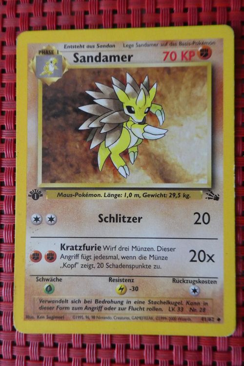 Pokémon / SANDAMER / !!! 1. Edition !!! / selten (Gebraucht) in Au ZH ...