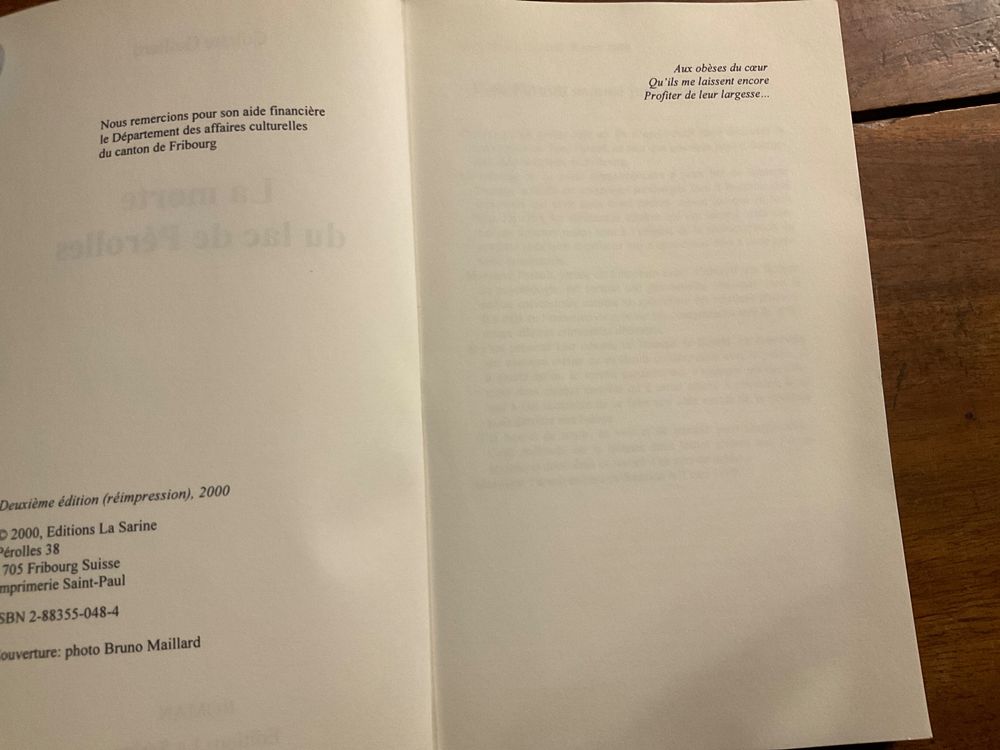 La morte du lac de Pérolles - Roman policier passionant! (D'occasion) à ...