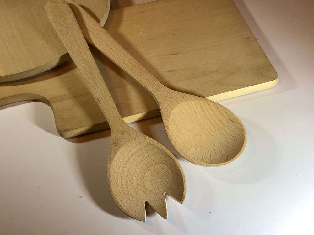 Holz Salatbesteck mit Schneidebrett, Top Zustand! (Neu (gemäss ...