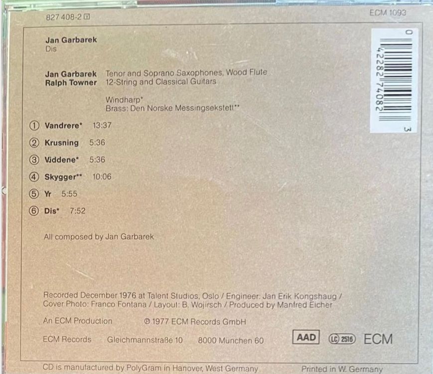 Jan Garbarek * Dis (CD) (Gebraucht) in Wettswil für CHF 4 – mit Lieferung auf Ricardo kaufen