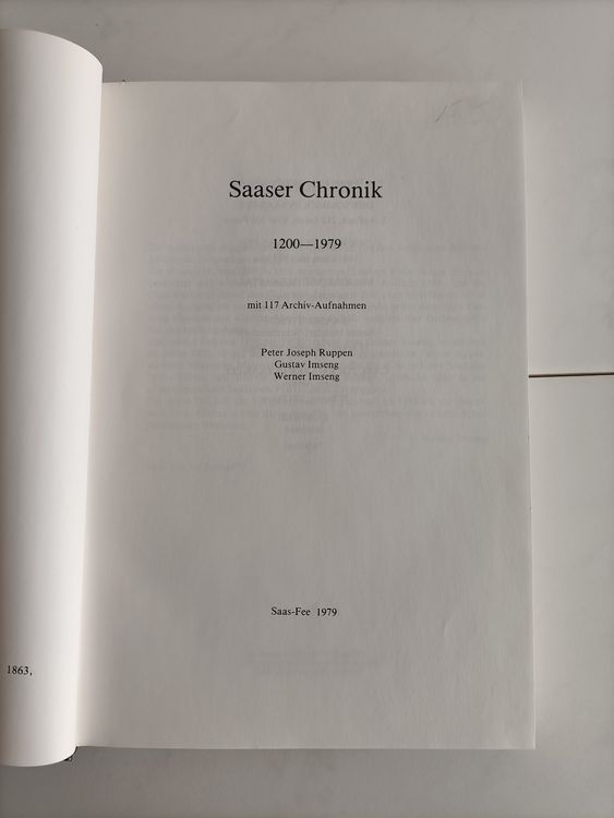 Saaser Chronik 1200-1979 / Peter Joseph Ruppen - Gustav Imse (Gebraucht) in crans montana für ...