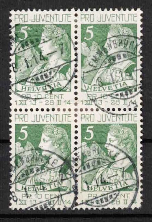 Pro Juventute 1913 J1 im 4er-Block ʘ, SBK 800.- (Neu (gemäss Beschreibung)) in Nuglar für CHF 72 ...