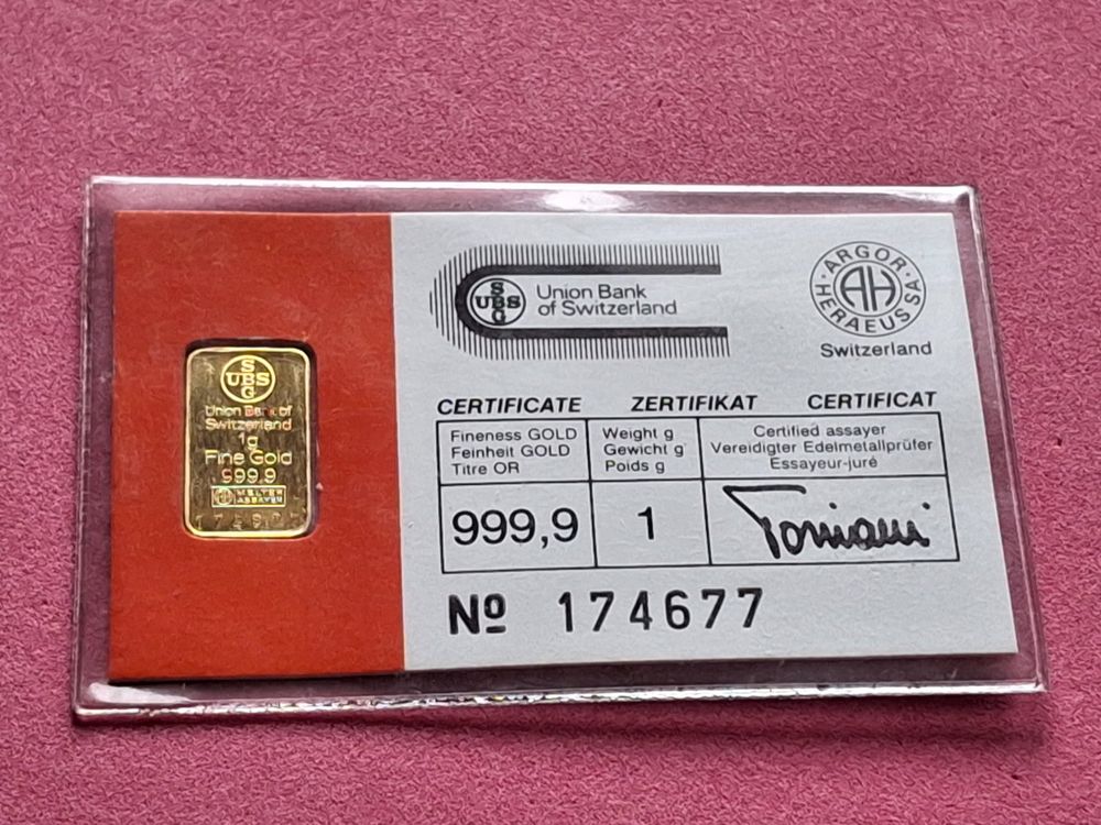 UBS - 1 GRAMM - N° 174677 (Gebraucht) in Boniswil für CHF 107 – mit ...