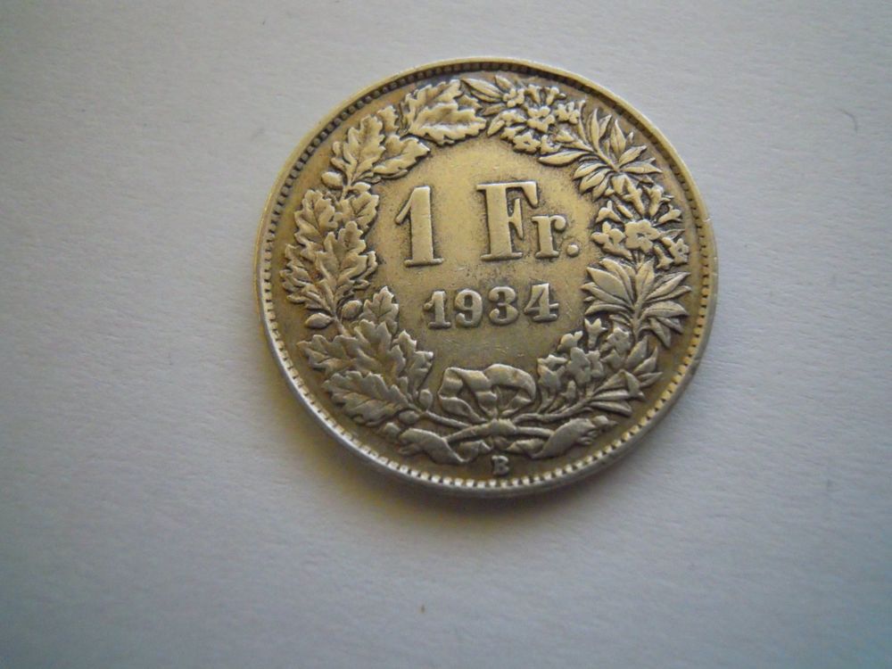 1 Fr. 1934 silber rar sehr schön (Gebraucht) in Kriegstetten für CHF 3.3 – mit Lieferung auf ...