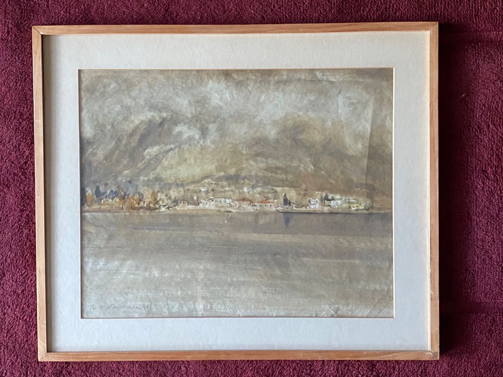 Tolles Aquarell Seeufer Melide, Theo Modespacher, dat. 1945 | Kaufen auf Ricardo