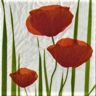 2 Servietten Mohnblumen mit Gräser | Kaufen auf Ricardo